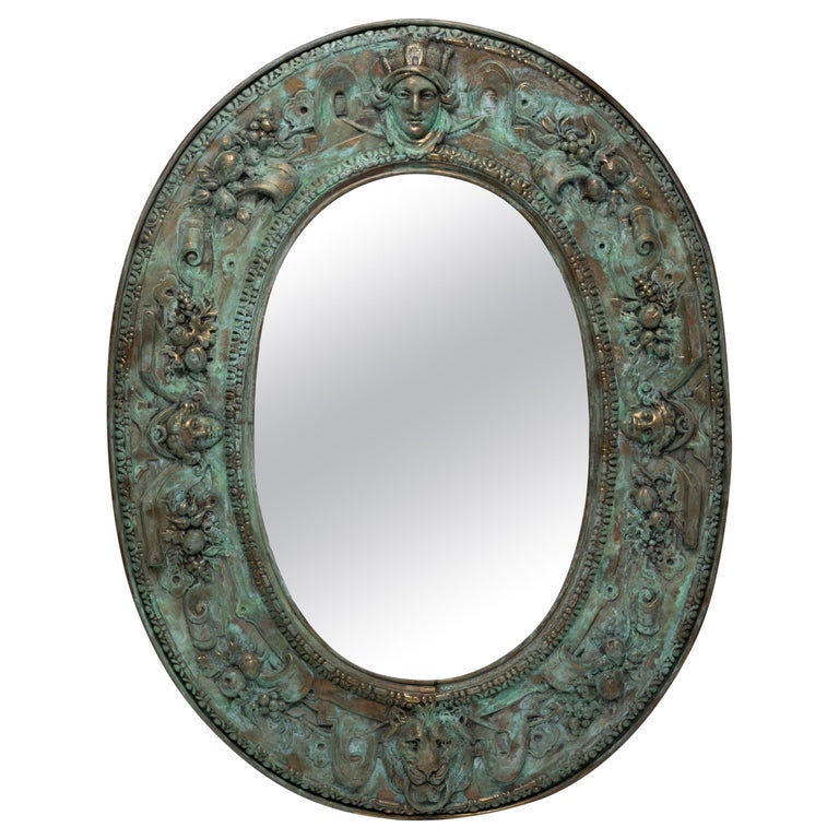 Verdigris Brass Mirror at 1stDibs