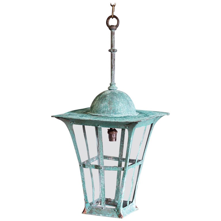 Verdigris Copper Arts and Crafts Lantern at 1stDibs