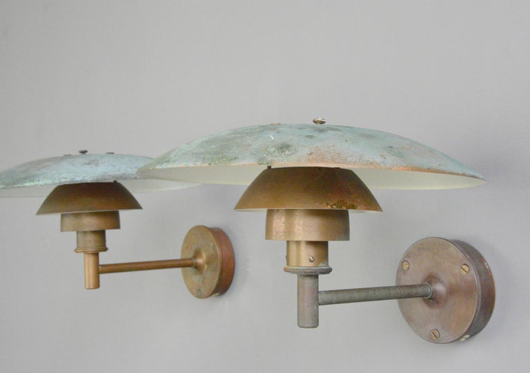 Verdigris Copper PH5 Louis Poulson Wall Lights, circa 1950s at 1stDibs