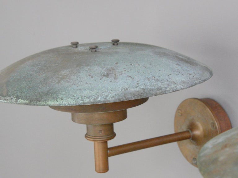 Verdigris Copper PH5 Louis Poulson Wall Lights, circa 1950s at 1stDibs