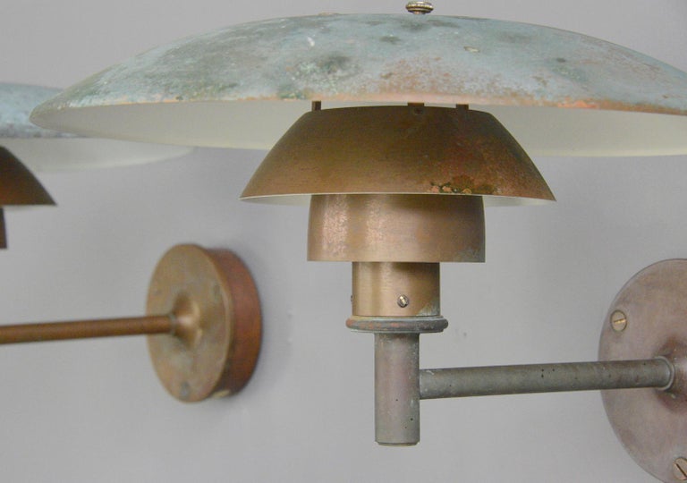 Verdigris Copper PH5 Louis Poulson Wall Lights, circa 1950s at 1stDibs