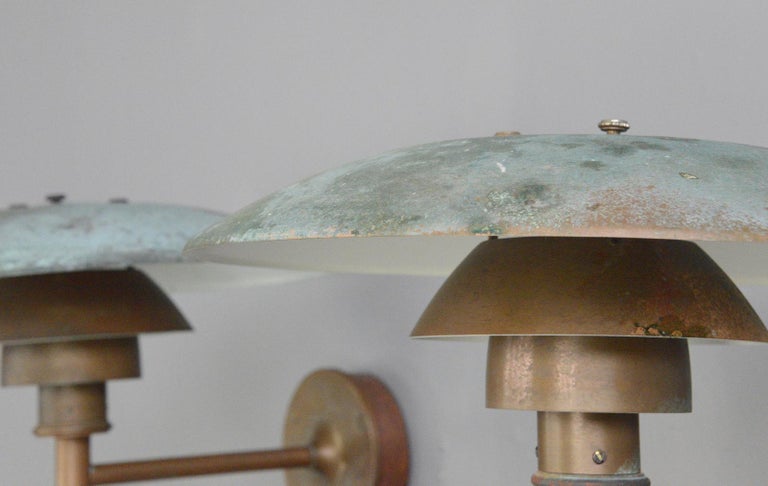 Verdigris Copper PH5 Louis Poulson Wall Lights, circa 1950s at 1stDibs