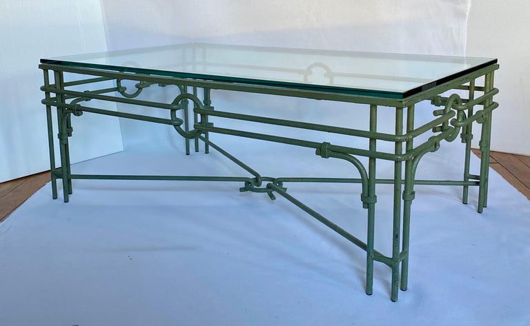 Verdigris Metal and Glass Rectangular Coffee Table, Giacometti Style ...
