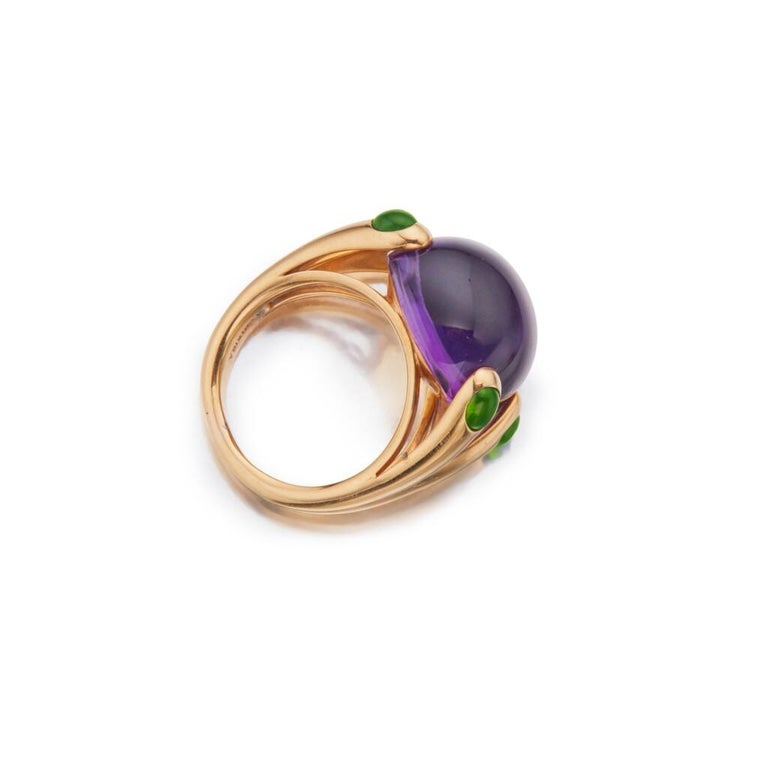 Verdura Amethyst Peridot and Gold Ring For Sale at 1stDibs