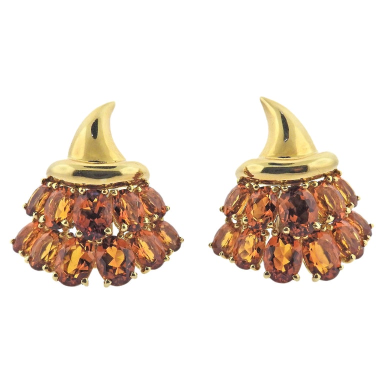 Verdura Citrine Gold Cornucopia Earrings For Sale at 1stDibs