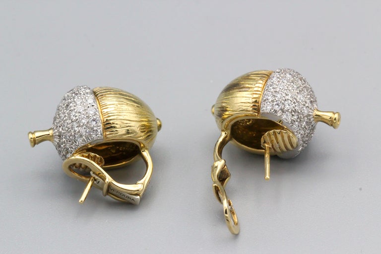 Verdura Diamond and 18 Karat Gold Acorn Earrings at 1stDibs | acorn earings