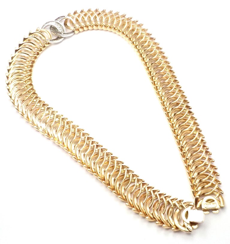Verdura Double Crescent Diamond Yellow Gold Necklace at 1stDibs
