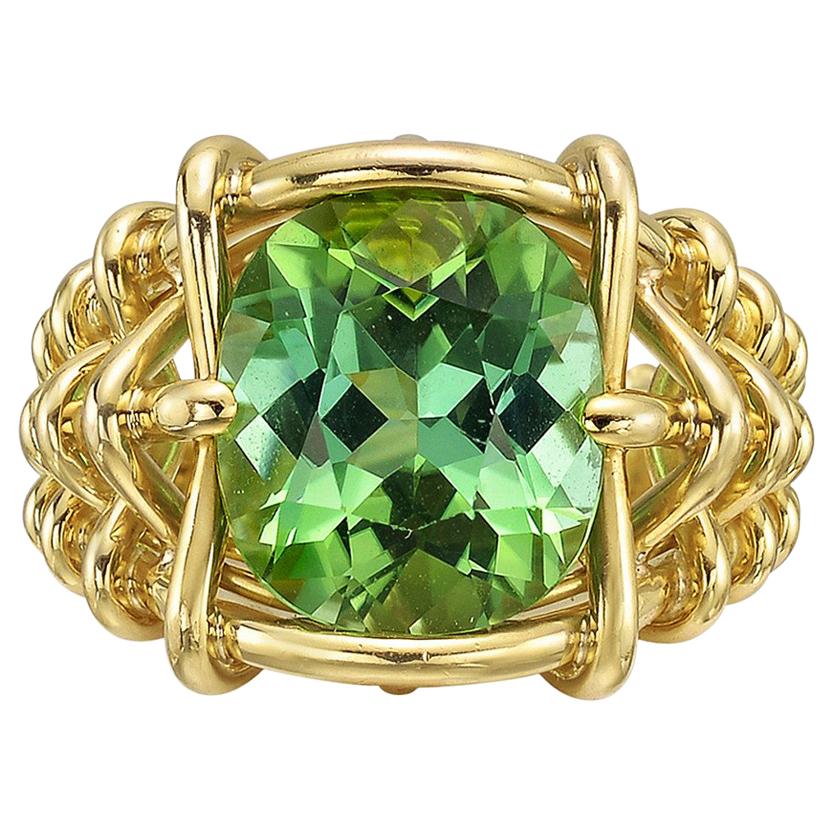 Verdura Mint Tourmaline Basketweave Gold Ring at 1stDibs | basket weave ...