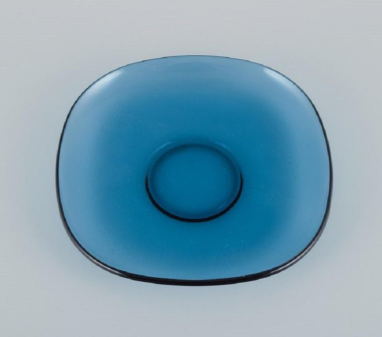 Vereco, France, a Set of Four Teacups and Matching Saucers in Blue ...