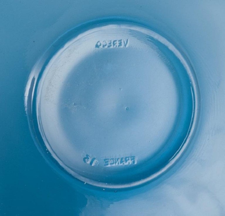 Vereco, France, a Set of Four Teacups and Matching Saucers in Blue ...