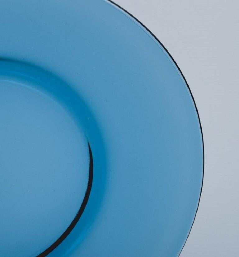 Vereco, France, a Set of Six Plates in Blue Art Glass, circa 1970s For ...