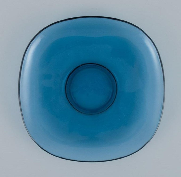 Vereco, France, Set of Five Teacups and Matching Saucers in Blue Glass ...