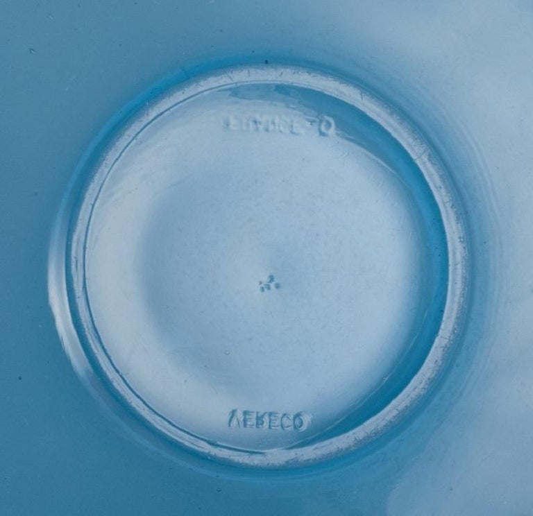 Vereco, France, Set of Five Teacups and Matching Saucers in Blue Glass ...