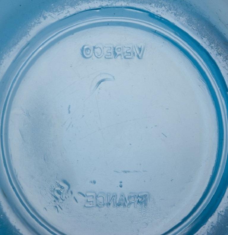 Vereco, France, Set of Five Teacups and Matching Saucers in Blue Glass ...