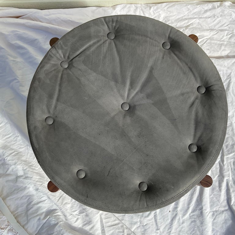 Verellen Danish Modern Walnut and Suede Ottoman For Sale at 1stDibs