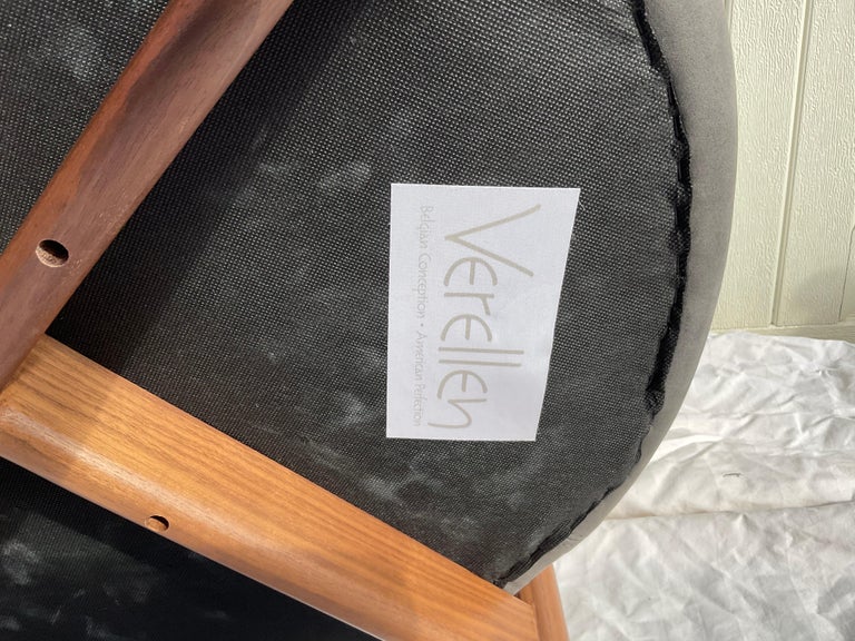 Verellen Danish Modern Walnut and Suede Ottoman For Sale at 1stDibs