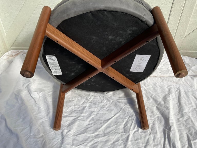 Verellen Danish Modern Walnut and Suede Ottoman For Sale at 1stDibs