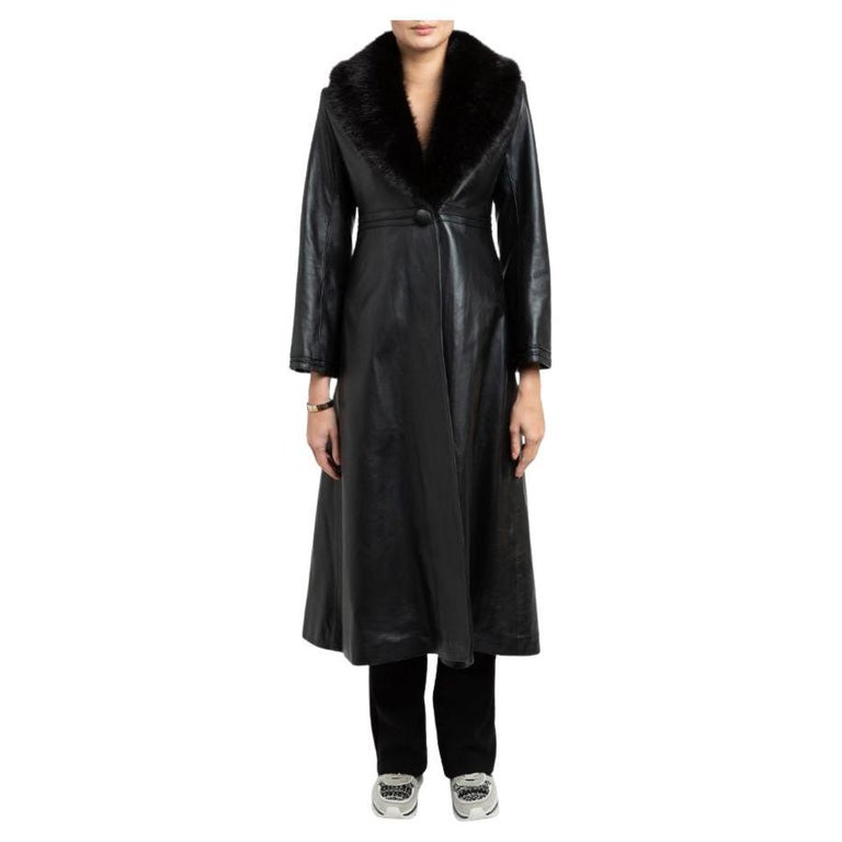 Verheyen London Bespoke Edward Leather Trench Coat in Black, Size 14 ...