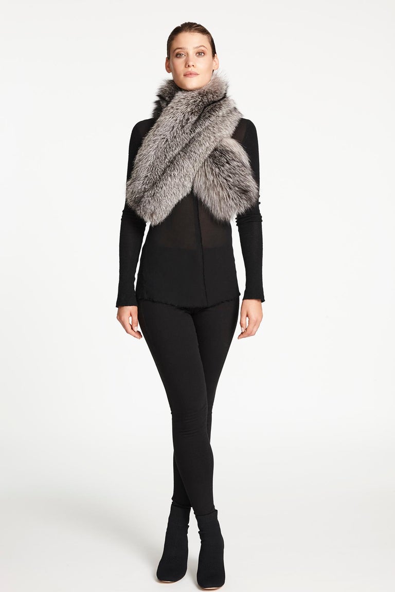 Chained Stole Collar Scarf Fox Fur and Silk Lining with Chain For Sale ...