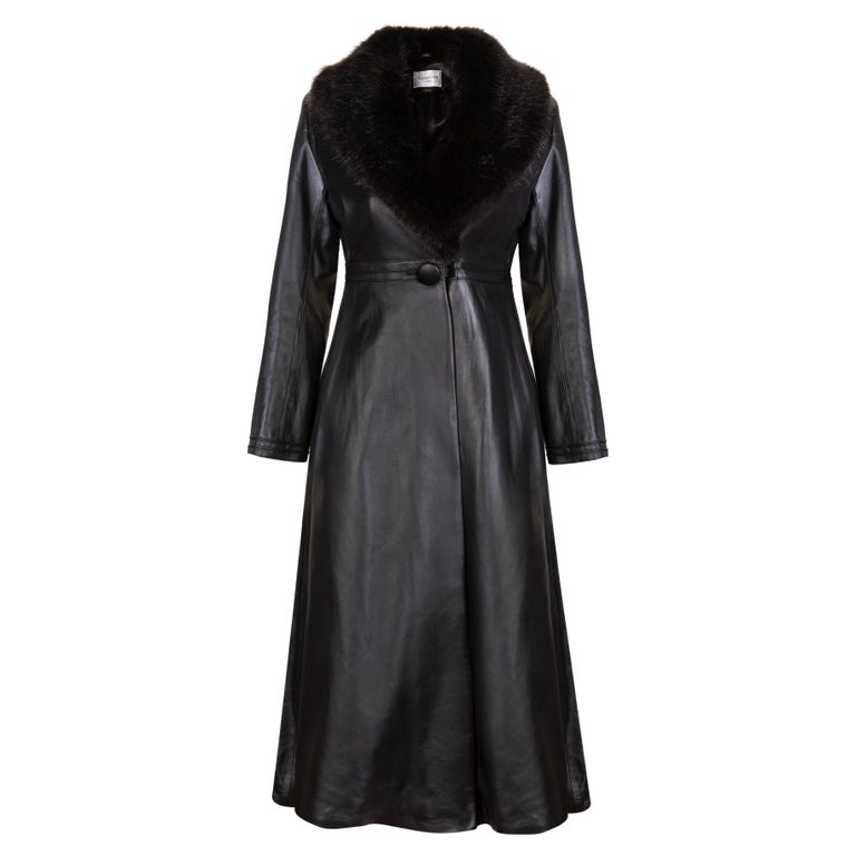Verheyen London Edward Leather Coat with Faux Fur Collar in Black ...
