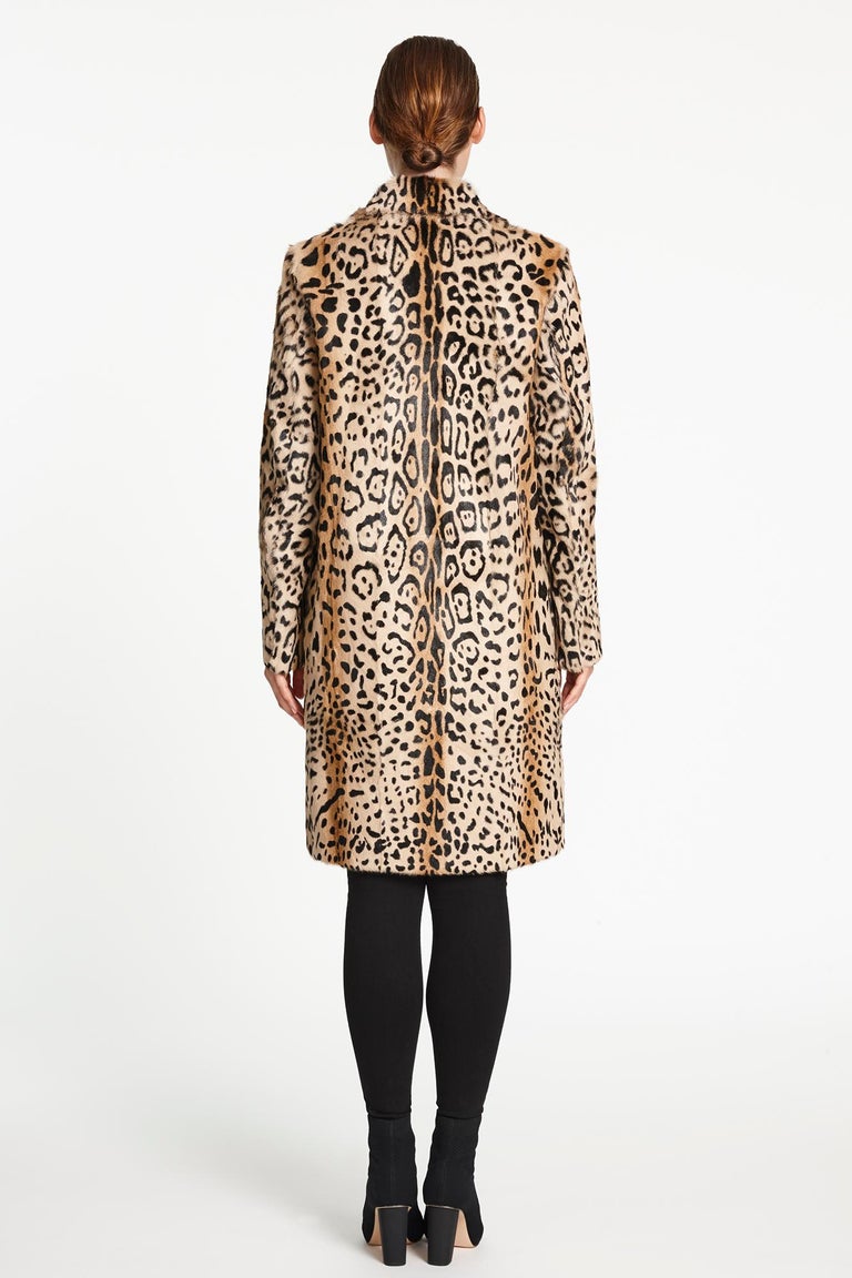 Verheyen London Ink Blue Leopard Print Coat in Goat Hair Fur UK 8 ...
