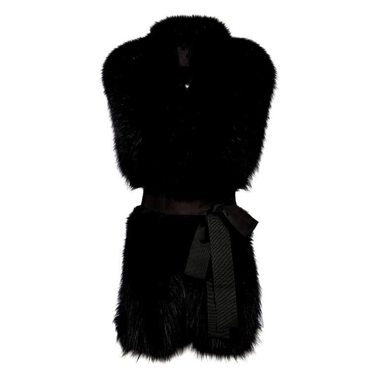Verheyen London Legacy Black Fox Fur Stole Collar with belt For Sale at ...