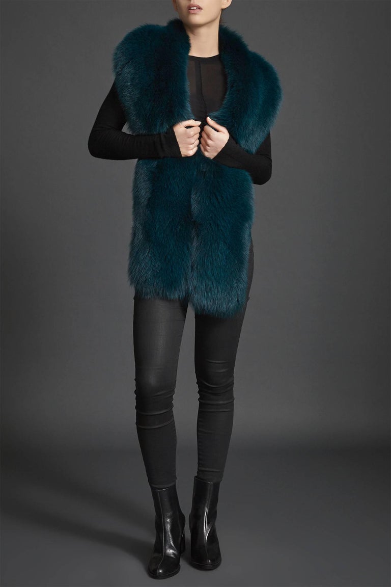 Verheyen London Legacy Stole in Jade Fox Fur and Silk Lining with Belt ...
