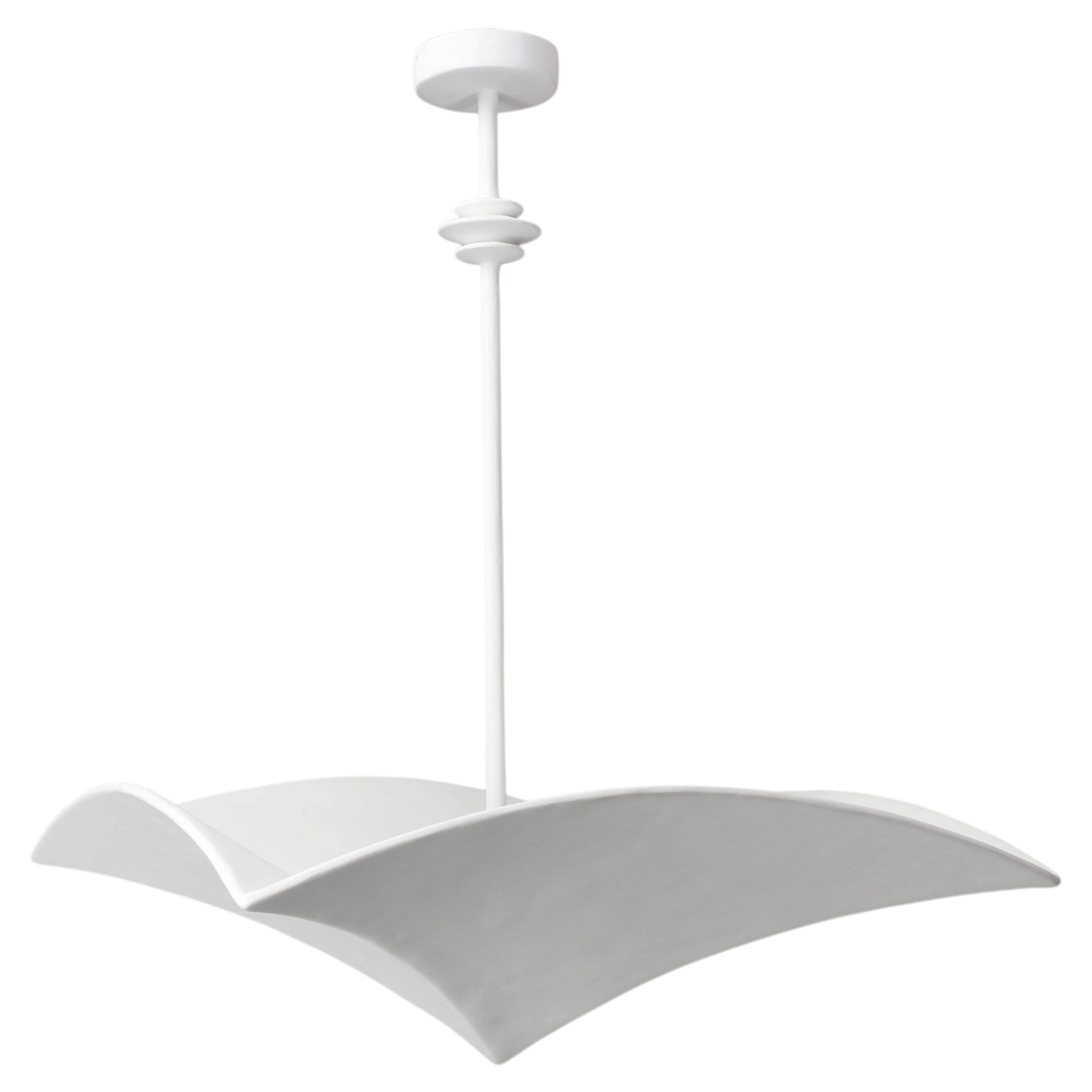 „Veris" White Plaster Chandelier 30", in the Manner of Jean-Michel ...