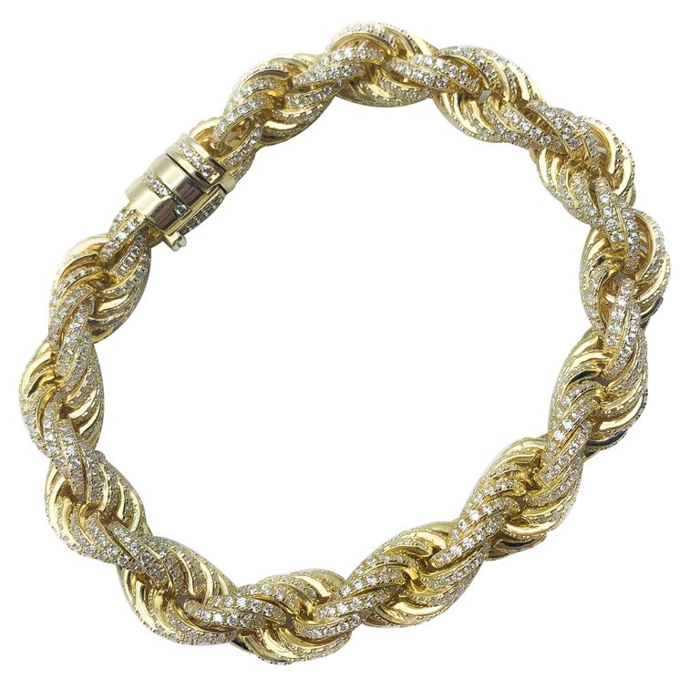 Vermeil Rope 18k Gold Over Sterling Silver Gem Set CZ Bracelet For Sale ...