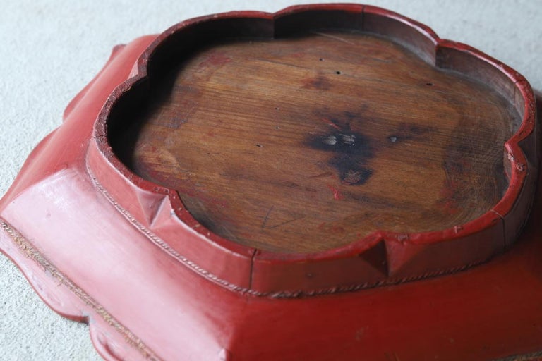 Vermillion Lacquer Rinka Tray/Chinese Antique/14th-17th century/Tea ...