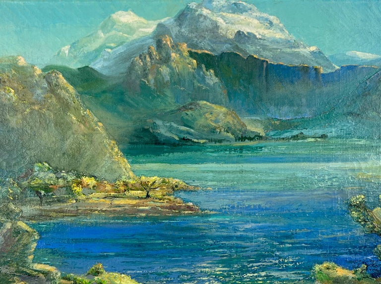 Verne Byer - Blue Lake in the Rockies and Hunter - Oil on Linen For ...