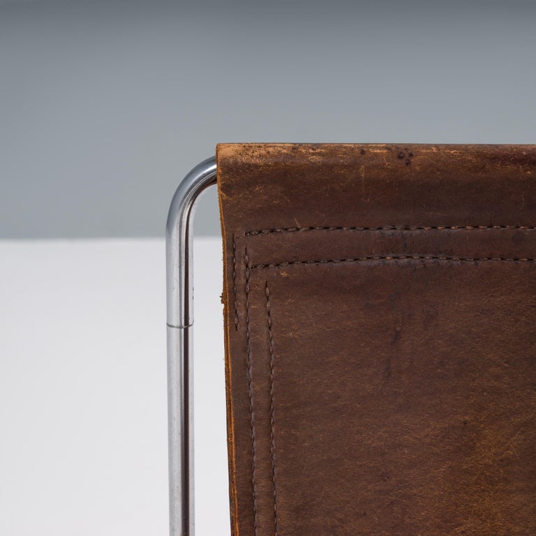 Verner Panton Brown Leather Bachelor Sling Armchair For Sale at 1stDibs