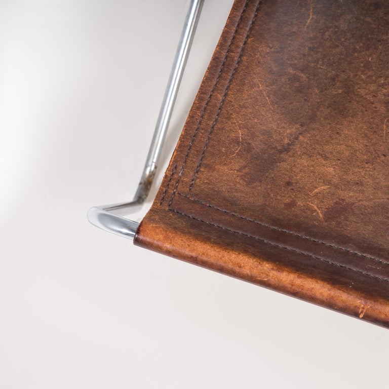 Verner Panton Brown Leather Bachelor Sling Armchair For Sale at 1stDibs