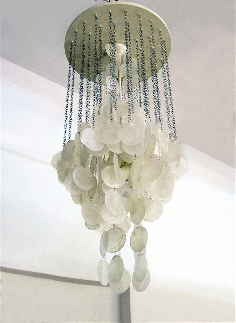 Verner Panton Chandelier in Mother of Pearl For Sale at 1stDibs