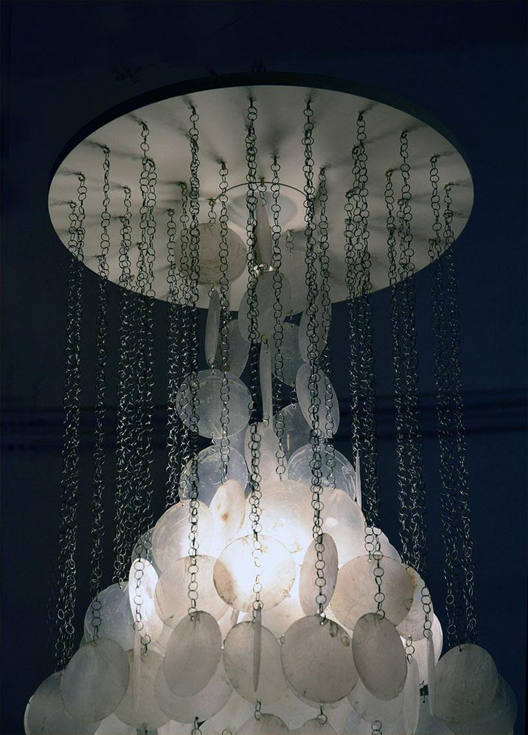 Verner Panton Chandelier in Mother of Pearl For Sale at 1stDibs