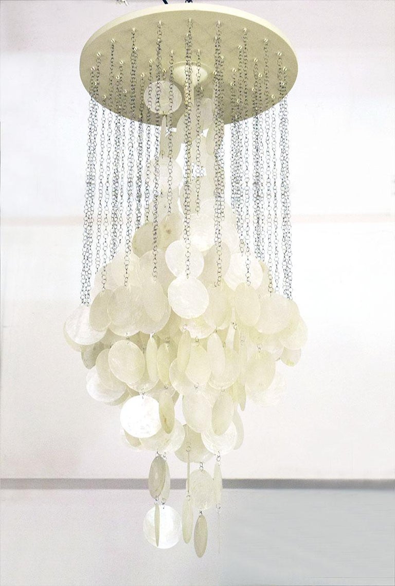 Verner Panton Chandelier in Mother of Pearl For Sale at 1stDibs