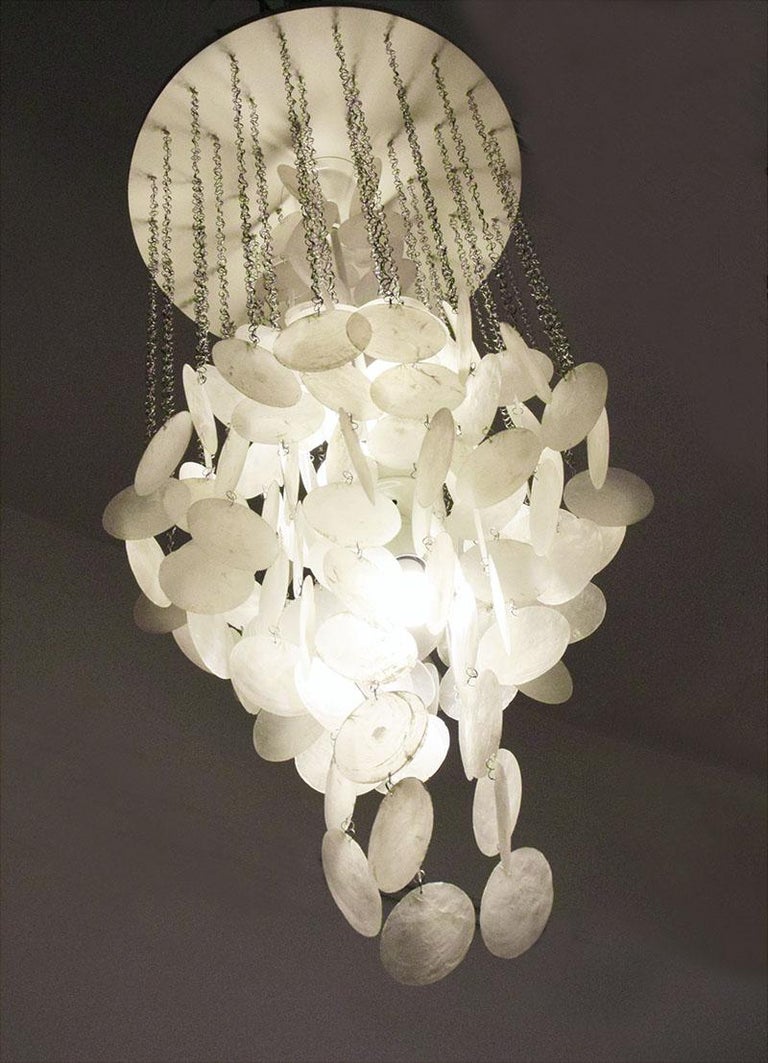 Verner Panton Chandelier in Mother of Pearl For Sale at 1stDibs