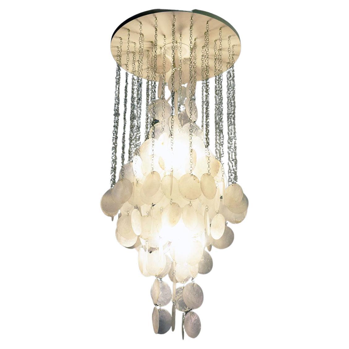 Large Mother of Pearl Fun Chandelier by Verner Panton at 1stDibs ...