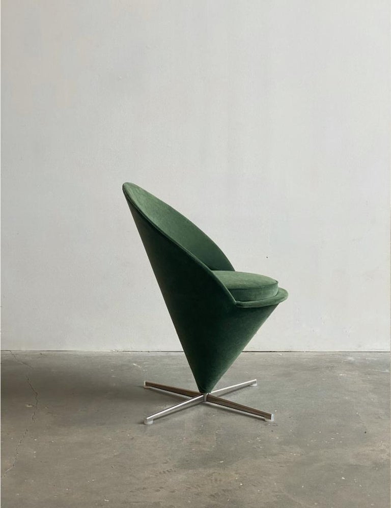 Verner Panton "Cone" Chair in Green Velvet at 1stDibs