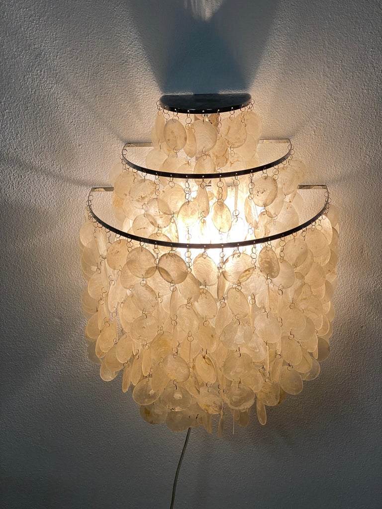 Verner Panton Fun 1 DM Capiz Shell Sconce Wall Light For Sale at 1stDibs