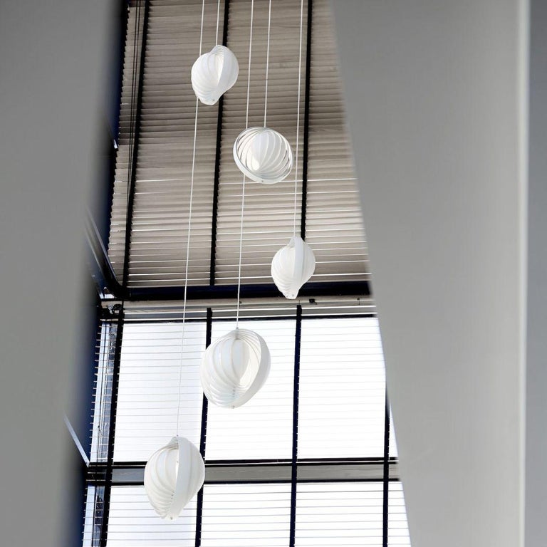 Verner Panton Large 'Moon' Pendant Lamp in White Metal and Lamella for ...