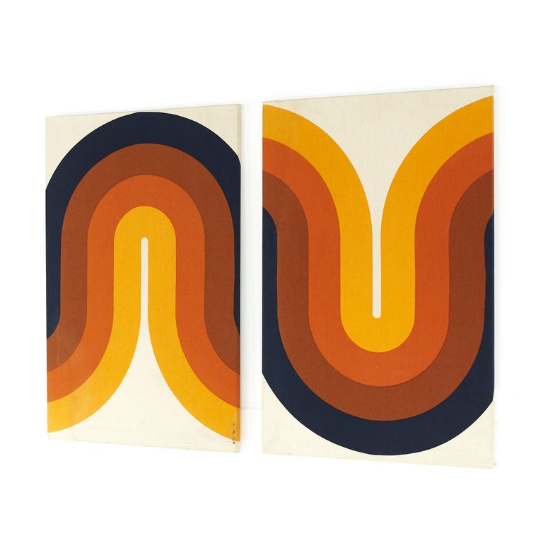 Verner Panton Mid-Century 2 Piece Fabric Art For Sale at 1stDibs