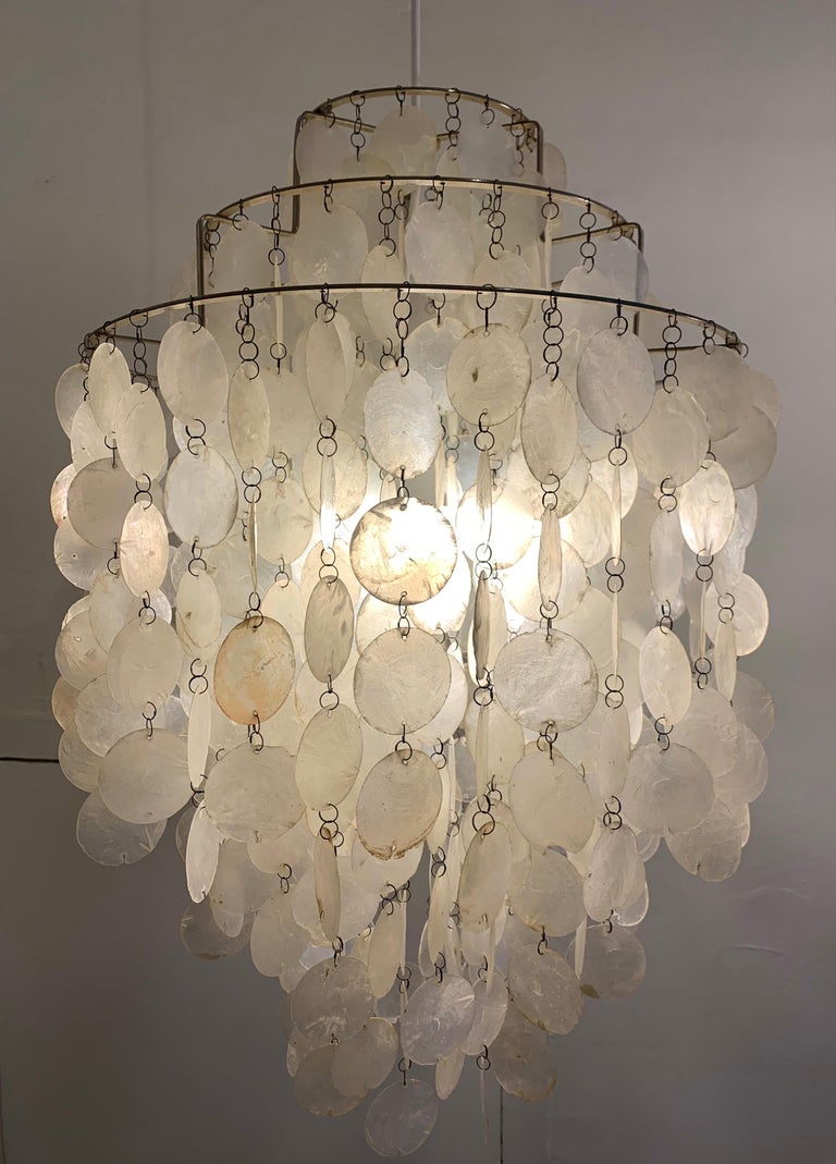 Verner Panton Mother of Pearl FUN 1DM Pendant Lamp by J. Lüber For Sale ...