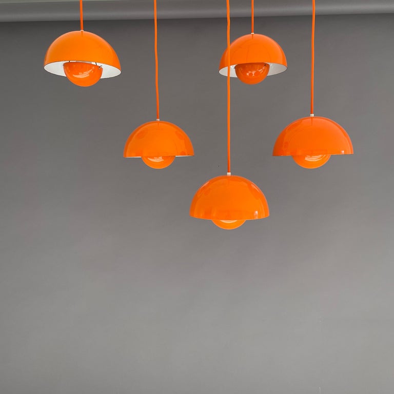Verner Panton Set Five “Flower Pot” Ceiling Lights Model No. 16562 ...