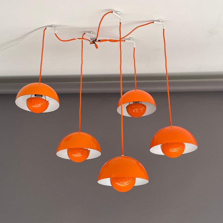 Verner Panton Set Five “Flower Pot” Ceiling Lights Model No. 16562 ...