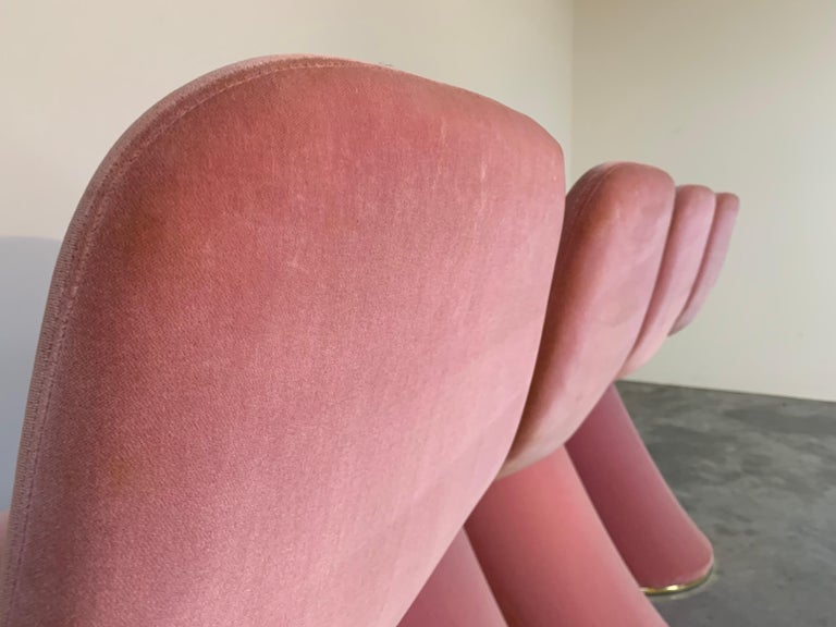 Verner Panton Style Bar Stools after Milo Baughman Velvet and Brass ...