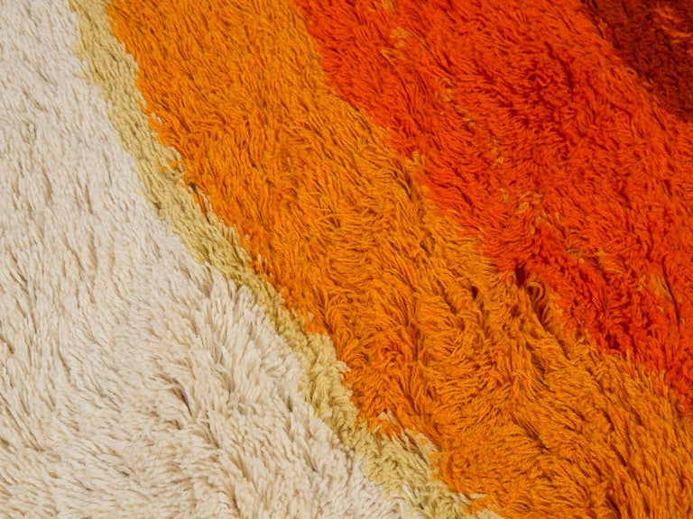 Verner Panton Style Rya Rug, Orange For Sale at 1stDibs