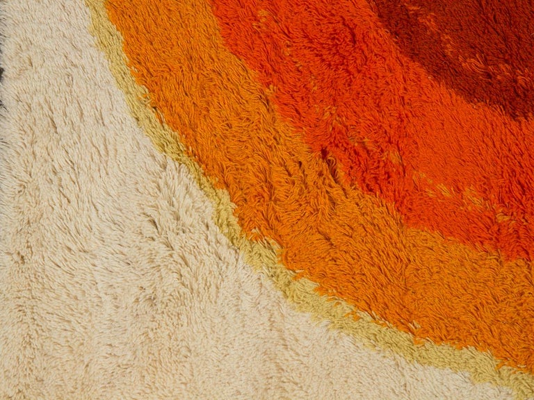 Verner Panton Style Rya Rug, Orange For Sale at 1stDibs