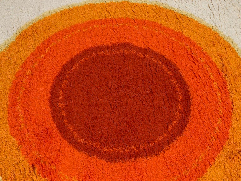 Verner Panton Style Rya Rug, Orange For Sale at 1stDibs