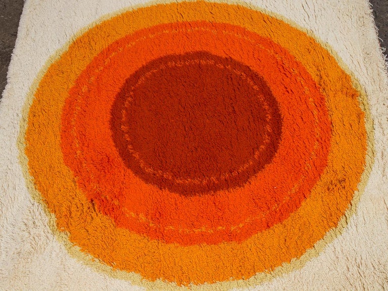 Verner Panton Style Rya Rug, Orange For Sale at 1stDibs